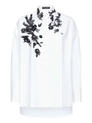 Dolce & Gabbana Floral Lace Long-sleeve Shirt - White