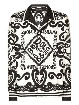 Dolce & Gabbana Printed Silk Shirt - White
