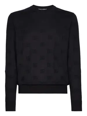 Dolce & Gabbana Logo Intarsia-knit Silk Jumper - Blue
