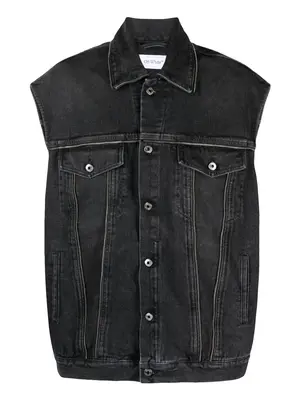 Off-White Zip-embellished Denim Gilet - Grey