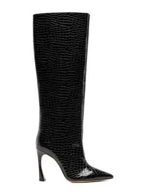 ALEXANDRE BIRMAN Kyra 100mm Crocodile-embossed Boots - Black