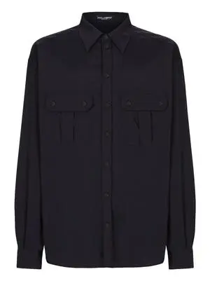 Dolce & Gabbana Pleat-detail Button-up Shirt - Blue