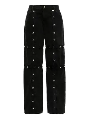 Attico Deconstructed Wide Leg Jeans - Black