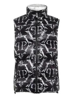 Philipp Plein Logo-print Padded Gilet - Black