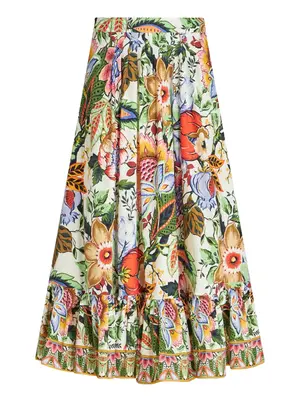 Etro Floral-print Pleated Midi Skirt - White