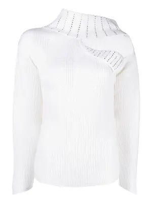 GENNY Rhinestone-embellished Wool Jumper - White
