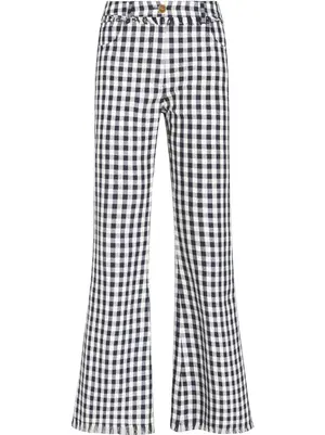 Etro Gingham-check Flared Trousers - Blue