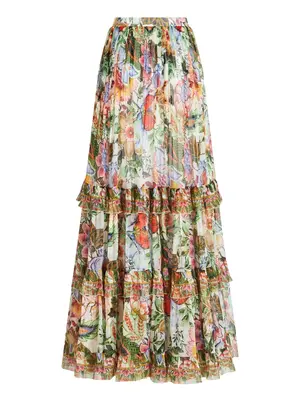 Etro Floral-print Tiered Skirt - White