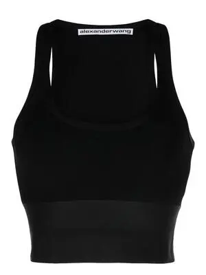 Alexander Wang Logo-waistband Cropped Tank Top - Black