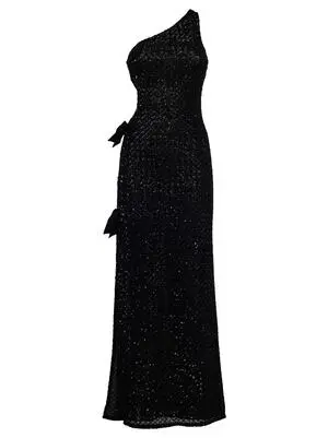 LA SEMAINE One-shoulder Sequin Gown - Black Paillettes