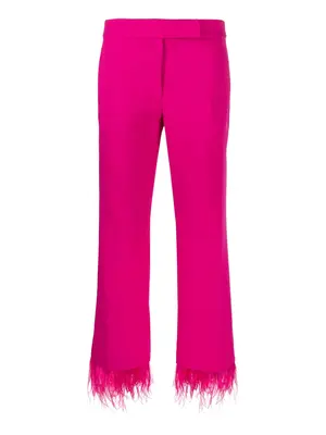Michael Kors Feather-trim Cropped Trousers - Pink