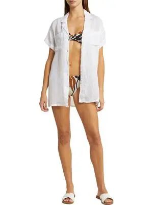 Vitamin A® Playa Linen Button-up Shirt - White Ecolinen