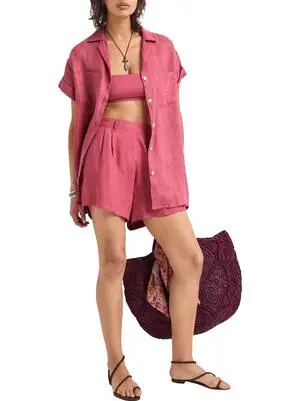 Vitamin A® Playa Linen Button-up Shirt - Wild Rose Ecolinen