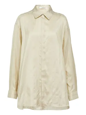 THE ROW Nomoon Jacquard Silk Poplin Shirt - Neutrals