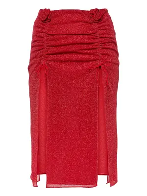 Oseree Lumière Midi Skirt - Red
