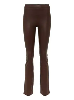 Stouls Leather Bootcut Pants - Brown
