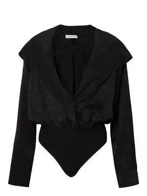 Alaïa Archetypes Hooded Satin-jacquard Bodysuit - Black