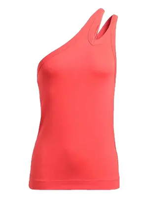 NINETY PERCENT Lyocell Rib Crepe Asymmetric Strap Top - Red