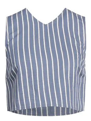 RUE•8ISQUIT Striped Woven Crop Top - Blue