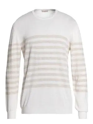 CASHMERE COMPANY Linen Striped Sweater - White