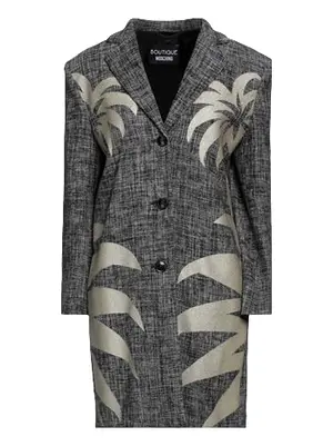 Moschino Single-breasted Coat With Glitter Print - Black