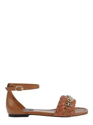 Liu Jo Leather Sandals With Logo Brown