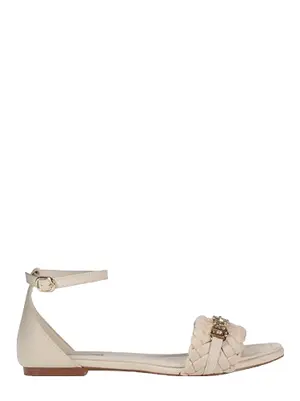 LIU •JO Leather Ankle Strap Sandals - White