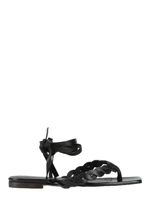 HAZY Lace-up Thong Sandals - Black