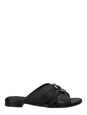 LIU •JO Leather Sandals With Logo - Black