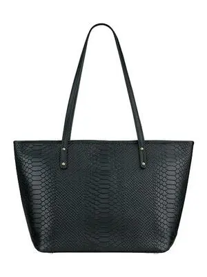 Gigi New York Zip Taylor Embossed Python Tote - Black