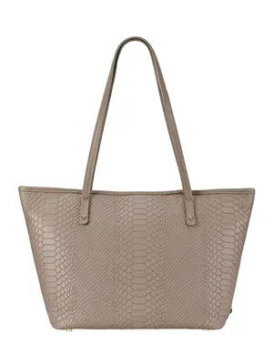 Gigi New York Zip Taylor Embossed Python Leather Tote - Natural