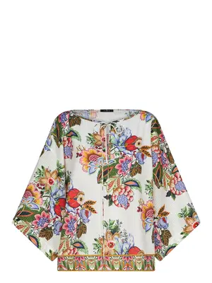 Etro Floral-print Draped Blouse - Neutrals