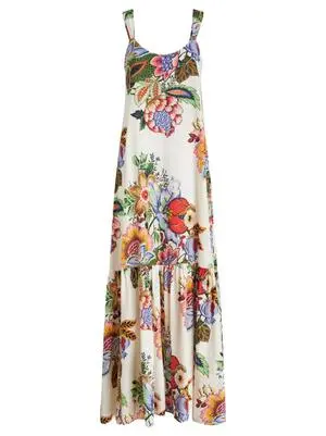 Etro Floral-print Maxi Dress - Neutrals