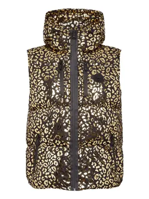 PLEIN SPORT Leopard-print Puffer Gilet - Gold