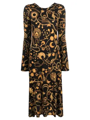MARINE SERRE Ornament Jewellery-print Midi Dress - Black