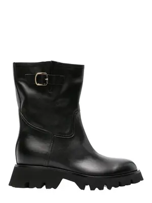 Santoni Zip-up Ankle Leather Boots - Black