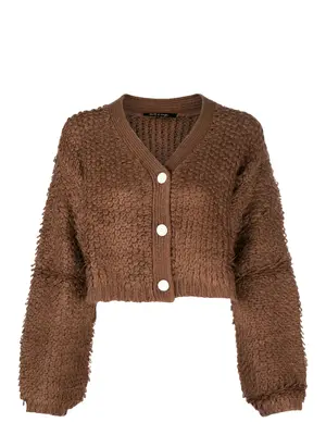TOUT A COUP Bouclé Cropped Cardigan - Brown