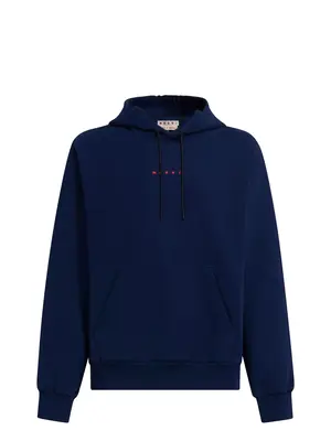 Marni Logo-print Cotton Hoodie - Blue