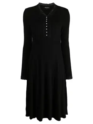 TOUT A COUP Ribbed Knit Midi Dress - Black