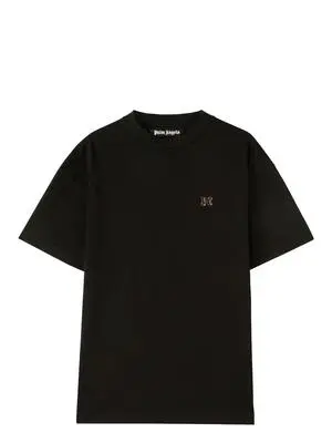 Palm Angels Monogram-appliqué Cotton T-shirt - Black