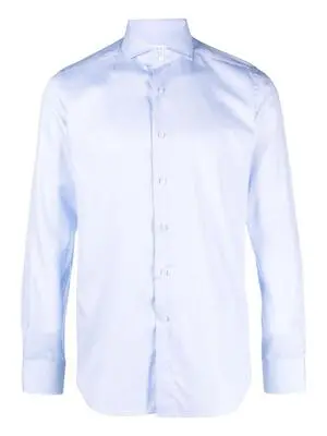 XACUS Spread-collar Cotton Shirt - Blue