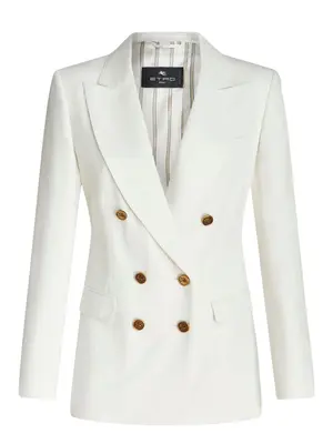 Etro Slub-texture Double-breasted Blazer - White