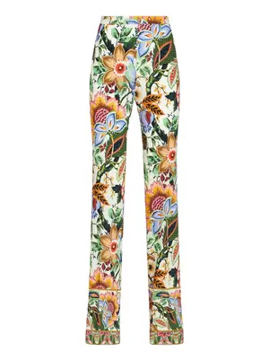 Etro Floral-print Straight-leg Trousers - White