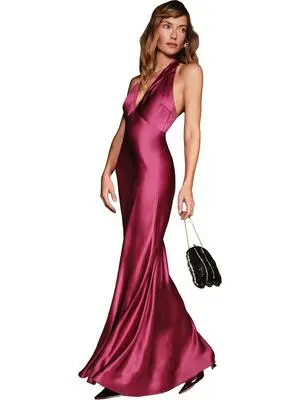 REFORMATION Daniela Silk Maxi Dress - Pink