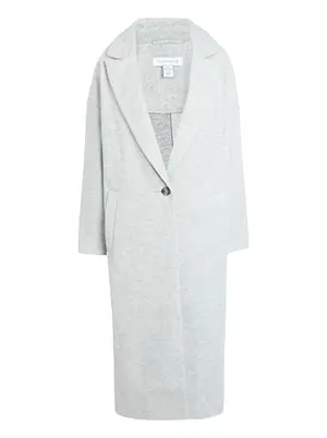 Topshop Single-breasted Felt Coat - Grey