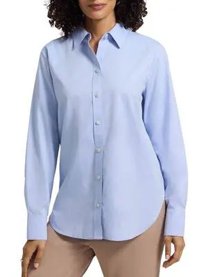 Foxcroft Foxcroft Meghan Solid Cotton Button-up Shirt Blue Wave