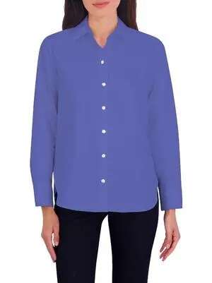 Foxcroft Foxcroft Meghan Solid Cotton Button-up Shirt Dark Chambray
