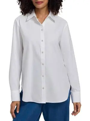 Foxcroft Foxcroft Meghan Solid Cotton Button-up Shirt White