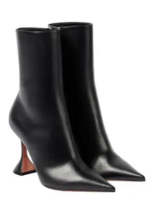Amina Muaddi Giorgia 95 Leather Ankle Boots - Black