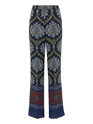 Etro Paisley Silk-blend Wide-leg Pants - Blue